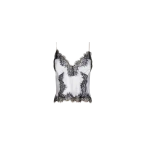 L'Agence Kimber Silk Lace Camisole - White/black