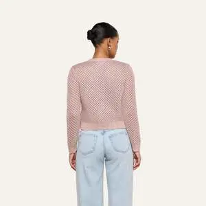 L'AGENCE Blanca Sequin Cardigan - Adobe Rose
