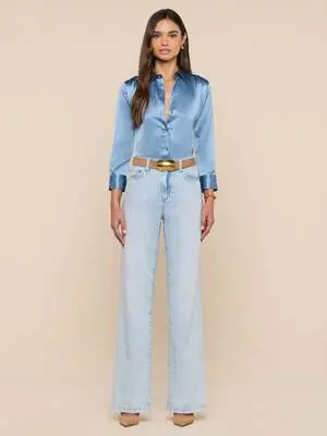 L'Agence Dani Silk Blouse - Blue Mist