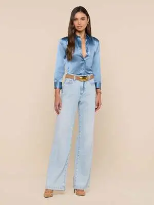L'Agence Dani Silk Blouse - Blue Mist