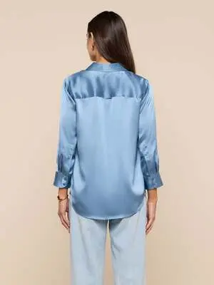 L'Agence Dani Silk Blouse - Blue Mist