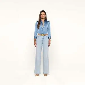 L'Agence Dani Silk Blouse - Blue Mist