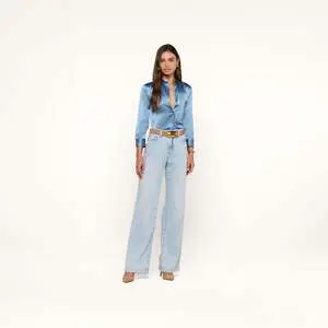 L'Agence Dani Silk Blouse - Blue Mist