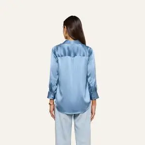 L'Agence Dani Silk Blouse - Blue Mist
