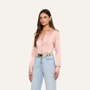 L'Agence Tyler Silk Blouse Top - Misty Rose