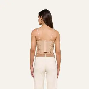 L'AGENCE Sonya Eyelet Bustier - Almond