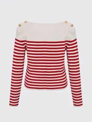 Alberta Ferretti Striped Sweater With Button Detail - Red