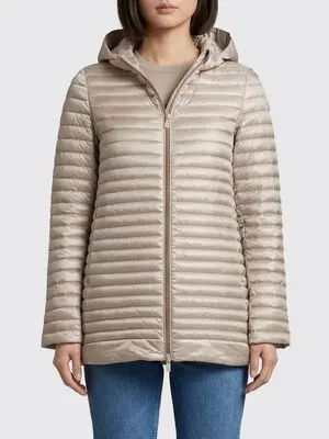 SAVE THE DUCK Quilted Nylon Down Jacket With Hood - Beige