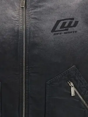 Off-White Cotton Bomber Jacket With Logo Detail