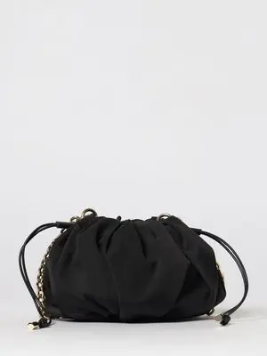 Chloé Ruched Fabric Clutch With Chain Strap - Black