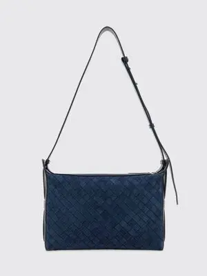 Bottega Veneta Tribeca Woven Suede Shoulder Bag - Silver
