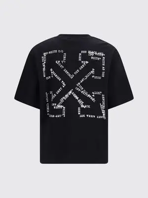 Off-White Cotton T-shirt With Arrow Logo - Black