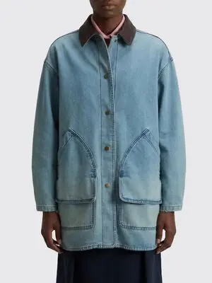 Woolrich Relaxed Fit Denim Jacket With Leather Collar - Blue