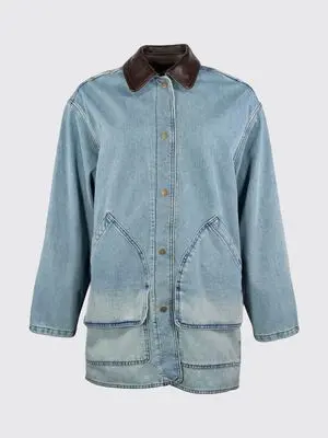 Woolrich Relaxed Fit Denim Jacket With Leather Collar