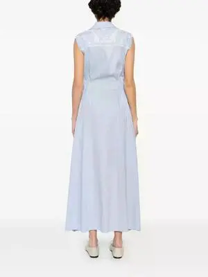 Sandro Embroidered Linen Maxi Dress - Blue