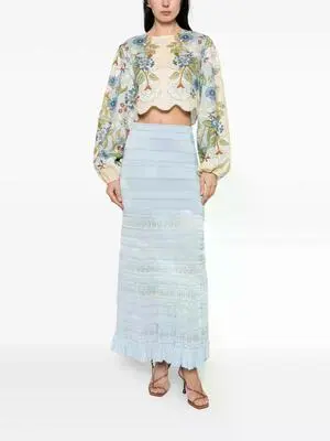 Sandro Textured Ruffled Maxi Skirt