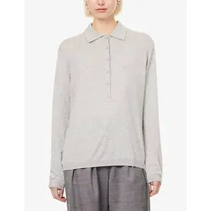 THE FRANKIE SHOP Tala V-neck Wool-blend Polo Top