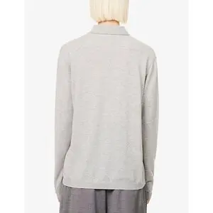 THE FRANKIE SHOP Tala V-neck Wool-blend Polo Top