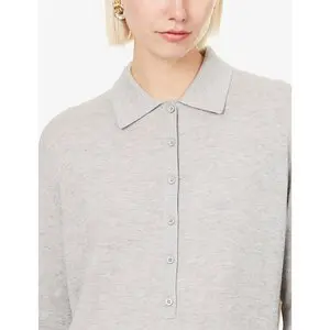 THE FRANKIE SHOP Tala V-neck Wool-blend Polo Top