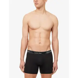 Calvin Klein Icon Pack Of Three Stretch-cotton Boxer Briefs - Black