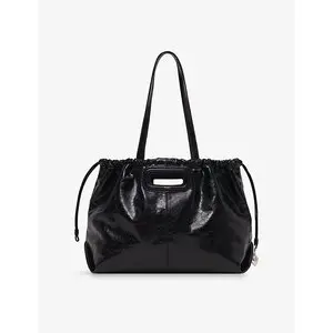 Maje M Crackled Leather Tote Bag - Black