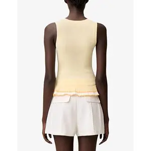 Claudie Pierlot Floral-embellished Peplum-hem Knitted Top