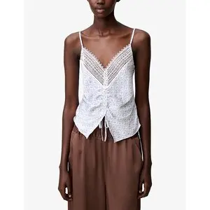 Claudie Pierlot Floral Print V-neck Satin Top