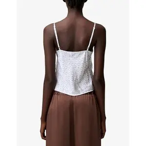 Claudie Pierlot Floral Print V-neck Satin Top