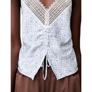 Claudie Pierlot Floral Print V-neck Satin Top
