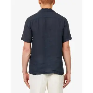 120% Lino Short-sleeve Regular-fit Linen Shirt - Marine