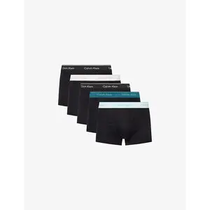 Calvin Klein Branded-waistband Pack Of Five Stretch-cotton Trunks - Multi