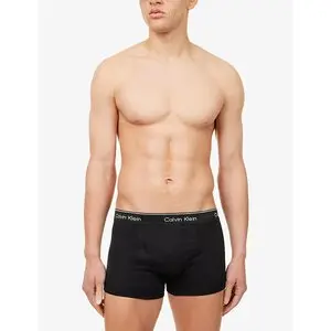 Calvin Klein Branded-waistband Pack Of Five Stretch-cotton Trunks - Multi