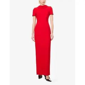 Roland Mouret Boat-neck Scoop-back Woven Gown
