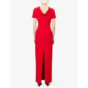 Roland Mouret Boat-neck Scoop-back Woven Gown