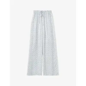 Claudie Pierlot Floral-print Lace-trim Satin Trousers - Light Print