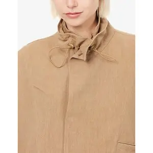 THE FRANKIE SHOP Breya Funnel-neck Linen-blend Jacket - Beige