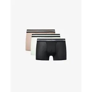 Calvin Klein Icon Active Mesh Pack Of Three Jersey Trunks - Black/fungi/seafoam Wave
