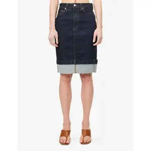 Khaite Kendra Turn-up Denim Skirt - Benson