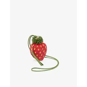 Loewe Strawberry Raffia And Leather Coin Purse - Red