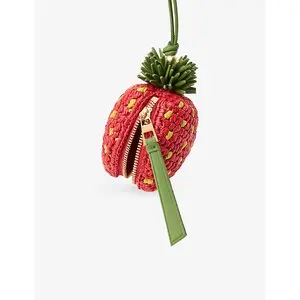 Loewe Strawberry Raffia And Leather Coin Purse