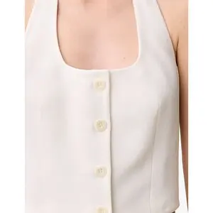Claudie Pierlot Halterneck Cropped Waistcoat - Ecru