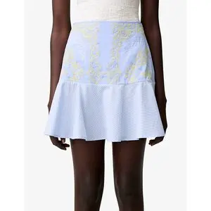 Claudie Pierlot Cotton Mini Skirt With Embroidery And Ruffle Detail