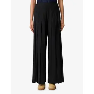 Claudie Pierlot Pleated Wide-leg Woven Trousers