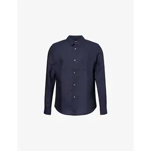 Derek Rose Monaco Long-sleeve Linen Shirt - Navy