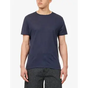 Derek Rose Jordan Short-sleeve Linen T-shirt - Navy