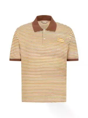 Marni Striped Cotton-linen Blend Polo Shirt