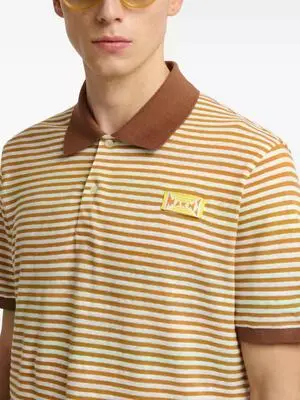 Marni Striped Cotton-linen Blend Polo Shirt