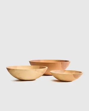Quince Handcrafted Wooden Serving Bowl, Nesting Set Of 3 - Beech Wood