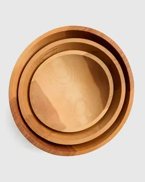 Quince Handcrafted Wooden Serving Bowl, Nesting Set Of 3