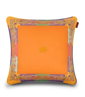 Etro Cotton Satin Yaara Cushion - Orange